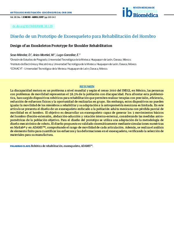 (PDF) Design of an Exoskeleton Prototype for Shoulder Rehabilitation