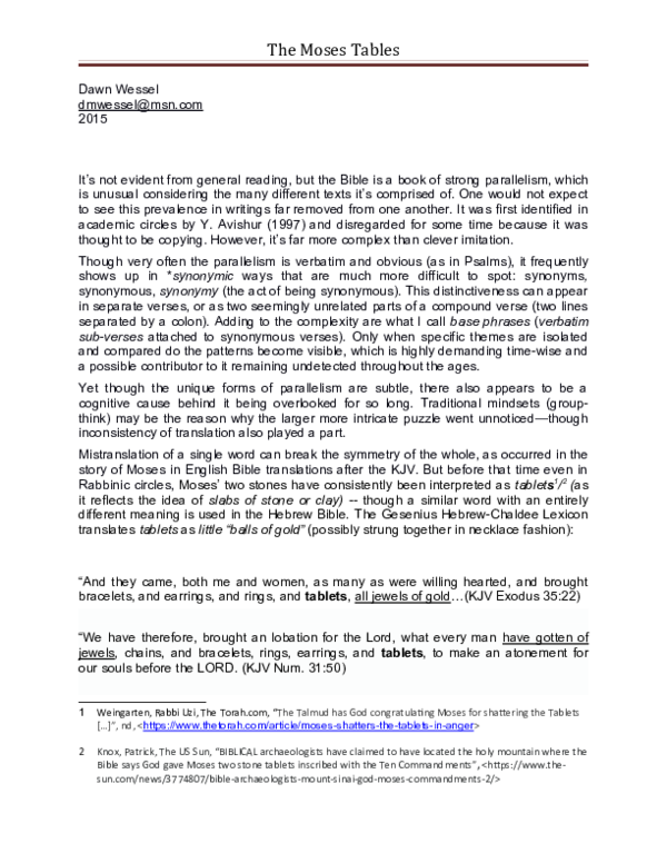 (PDF) The Moses Tables