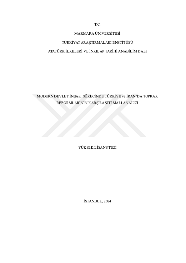 (PDF) Modern Devlet İnşası Sürecinde Türkiye ve İran'da Toprak Reformlarının Karşılaştırmalı Analizi