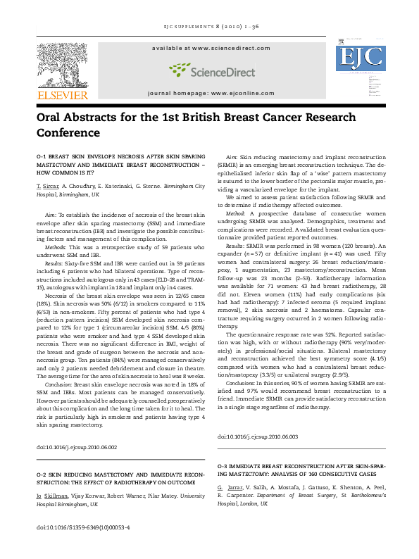 (PDF) O-1 Breast skin envelope necrosis after skin sparing mastectomy ...
