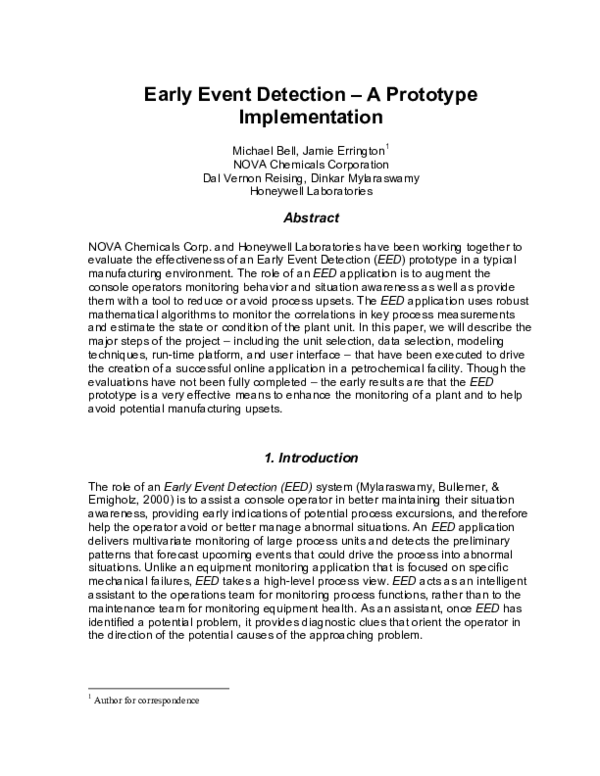 (PDF) Early Event Detection – A Prototype Implementation