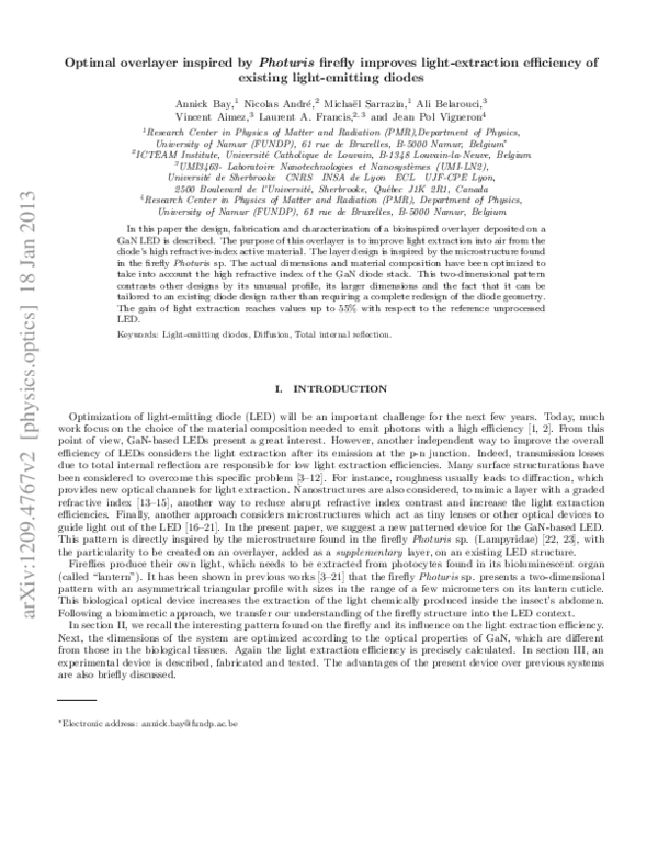(PDF) Optimal overlayer inspired by Photuris firefly improves light ...
