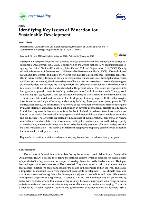 (PDF) Identifying Key Issues of Education for Sustainable Development