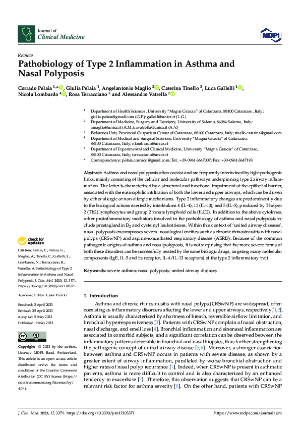 (PDF) Pathobiology of Type 2 Inflammation in Asthma and Nasal Polyposis