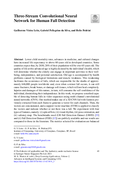 Pdf Three Stream Convolutional Neural Network For Human Fall Detection