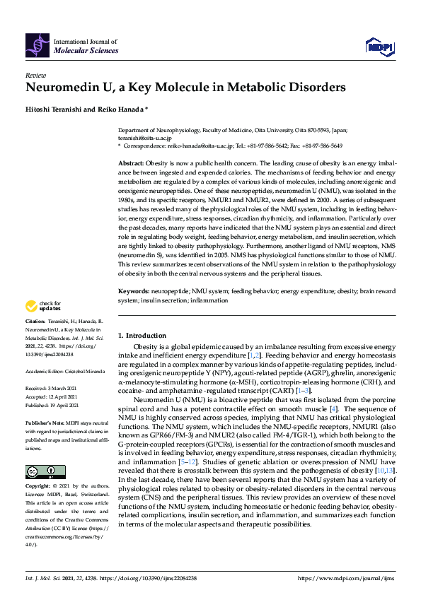 (PDF) Neuromedin U, a Key Molecule in Metabolic Disorders