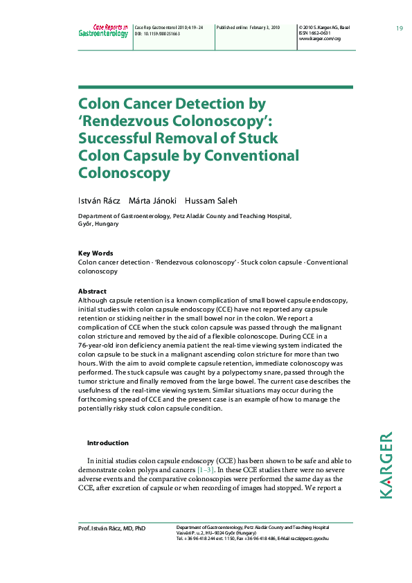 (PDF) Colon Cancer Detection by ‘Rendezvous Colonoscopy’: Successful ...