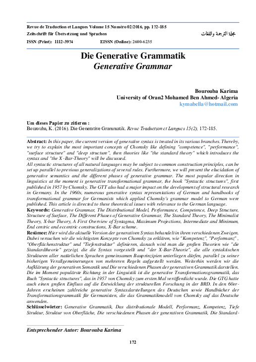 (PDF) Die generative Grammatik