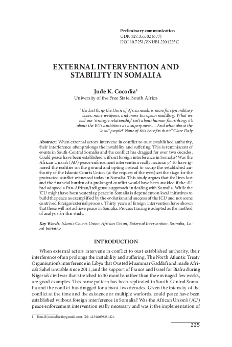 (PDF) External Intervention and Stability in Somalia