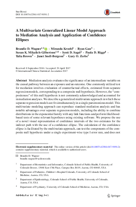 (PDF) A Multivariate Generalized Linear Model Approach to Mediation Analysis and Application of ...