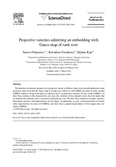 Pdf Projective Varieties Admitting An Embedding With Gauss Map Of Rank Zero