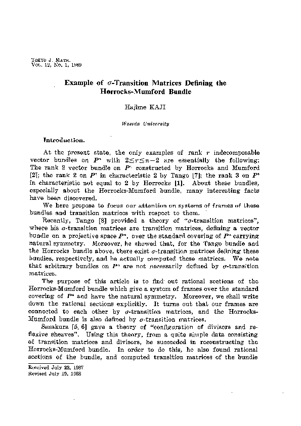 (PDF) Example of $\sigma$-Transition Matrices Defining the Horrocks ...
