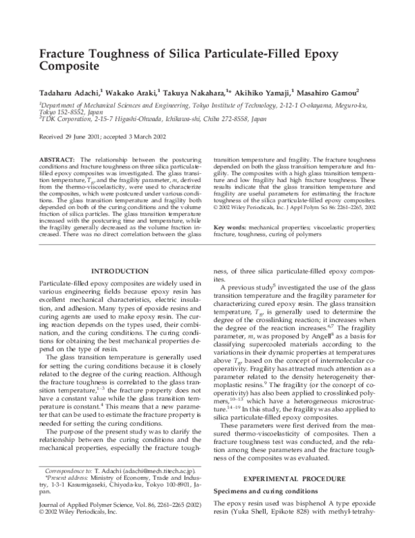 (PDF) Fracture toughness of silica particulate‐filled epoxy composite