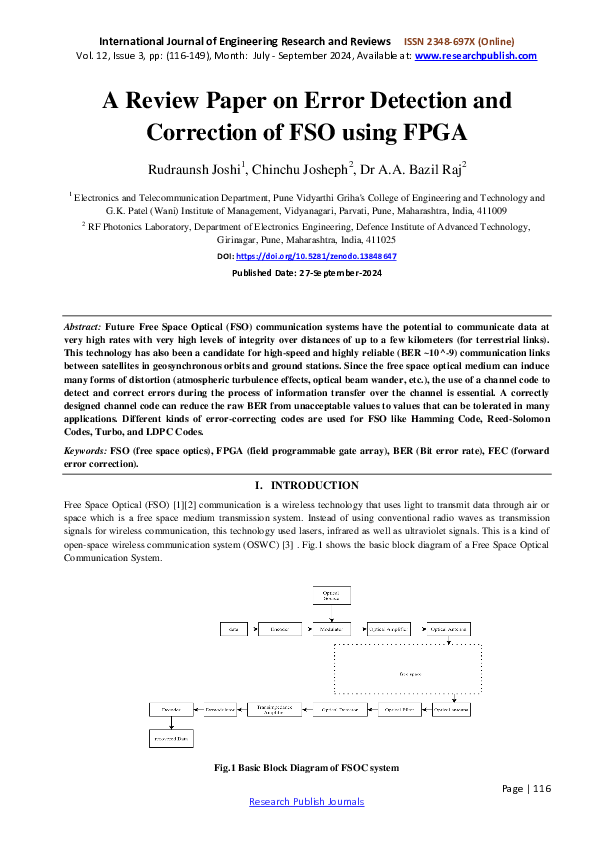 (PDF) A Review Paper on Error Detection and Correction of FSO using FPGA