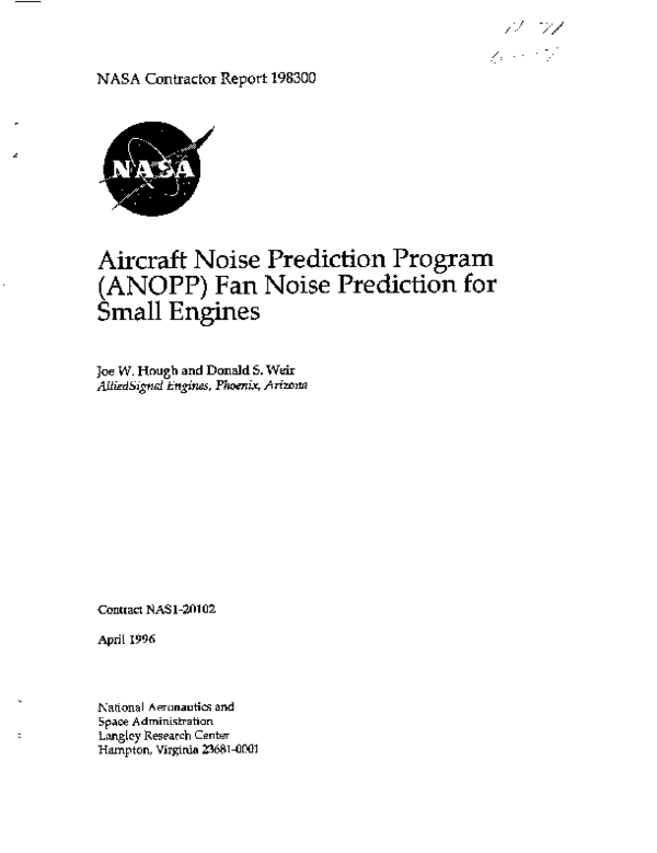 Pdf Aircraft Noise Prediction Program Anopp Fan Noise Prediction For Small Engines