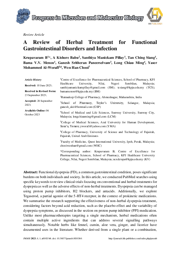 (PDF) A Review of Herbal Treatment for Functional Gastrointestinal ...