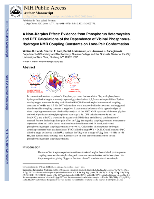 (PDF) A Non-Karplus Effect: Evidence from Phosphorus Heterocycles and ...