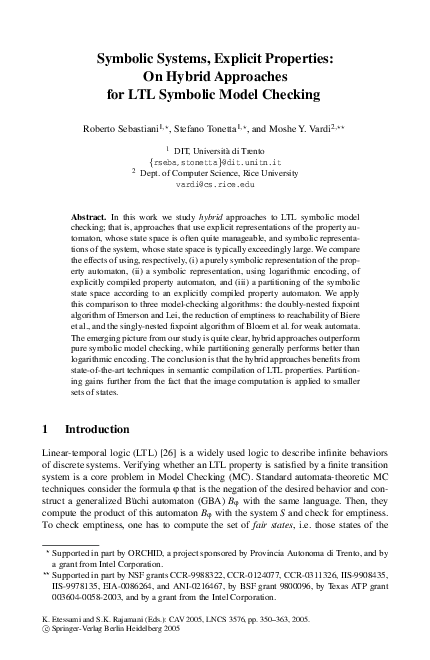(PDF) Symbolic Systems, Explicit Properties: On Hybrid Approaches for LTL Symbolic Model Checking