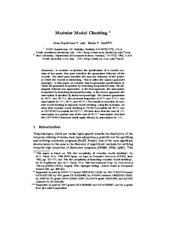 (PDF) Modular Model Checking