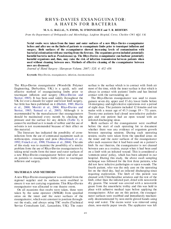 (PDF) Rhys-Davies Exsanguinator: A Haven for Bacteria