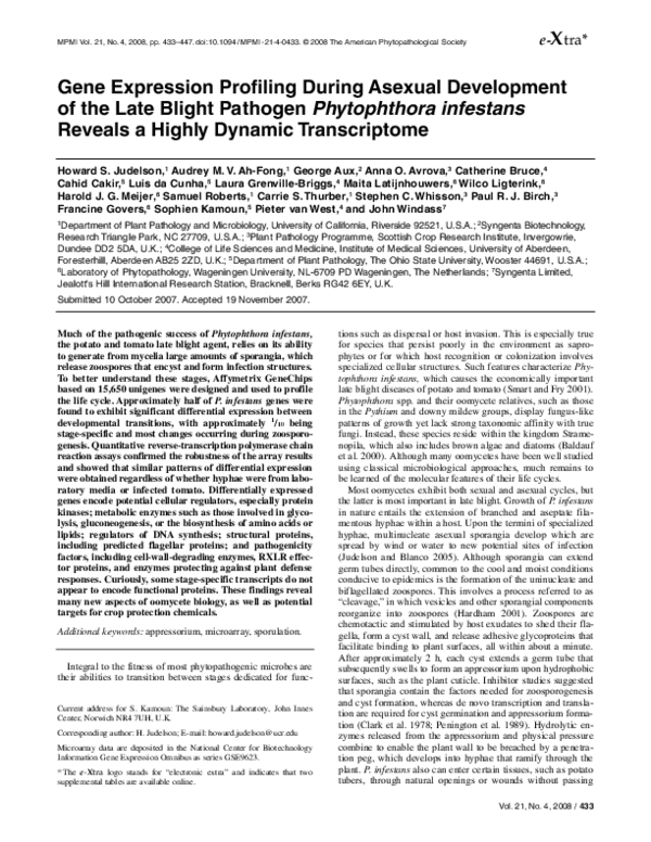 (PDF) Gene Expression Profiling During Asexual Development of the Late ...
