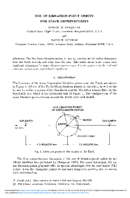 (PDF) Use of Libration-Point Orbits for Space Observatories