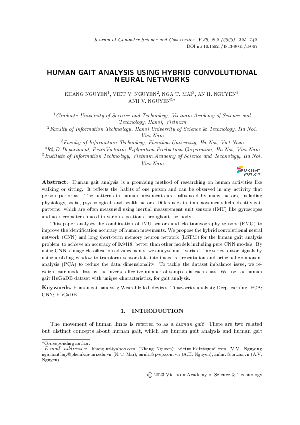 Pdf Human Gait Analysis Using Hybrid Convolutional Neural Networks
