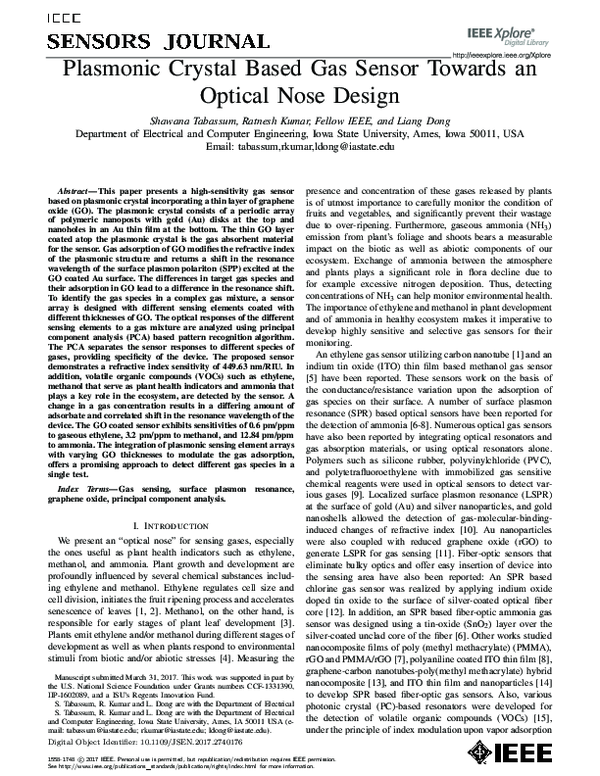 (PDF) Plasmonic Crystal-Based Gas Sensor Toward an Optical Nose Design