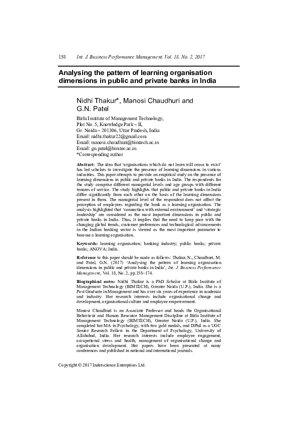 (PDF) Analysing the pattern of learning organisation dimensions in ...