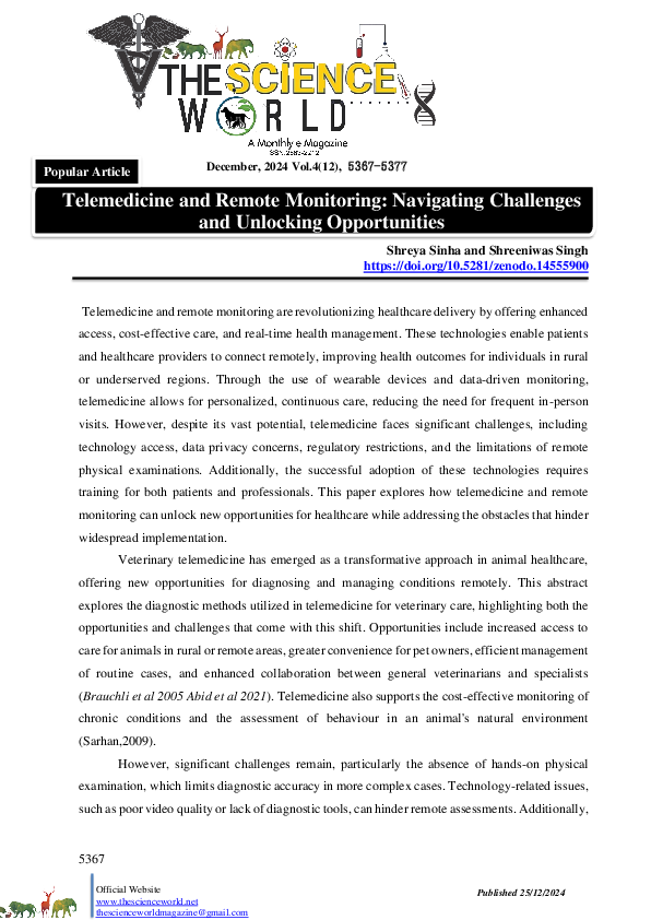 (PDF) Telemedicine and remote monitoring: Navigating challenges and unlocking opportunities