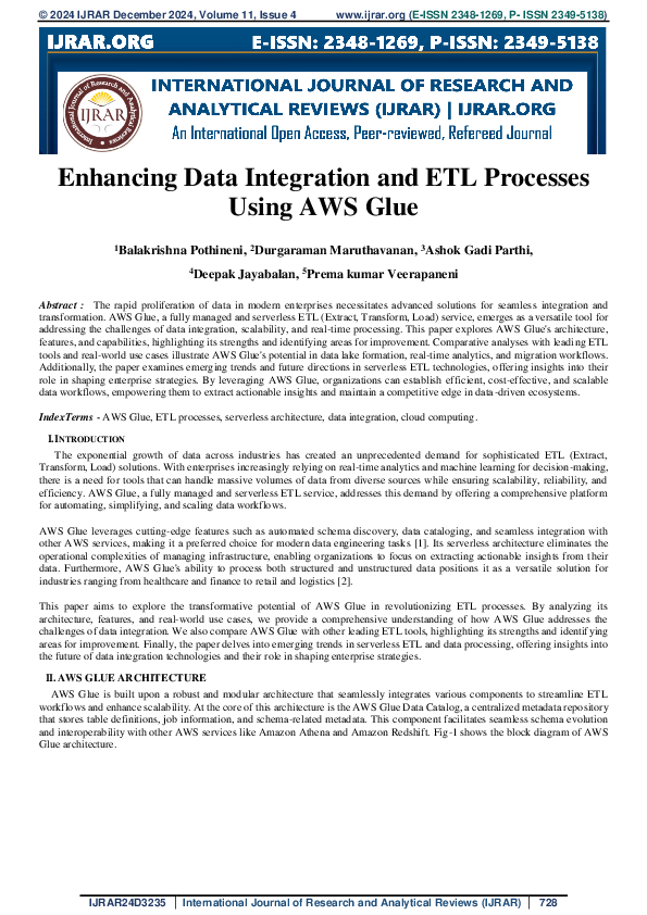 Pdf Enhancing Data Integration And Etl Processes Using Aws Glue 7790