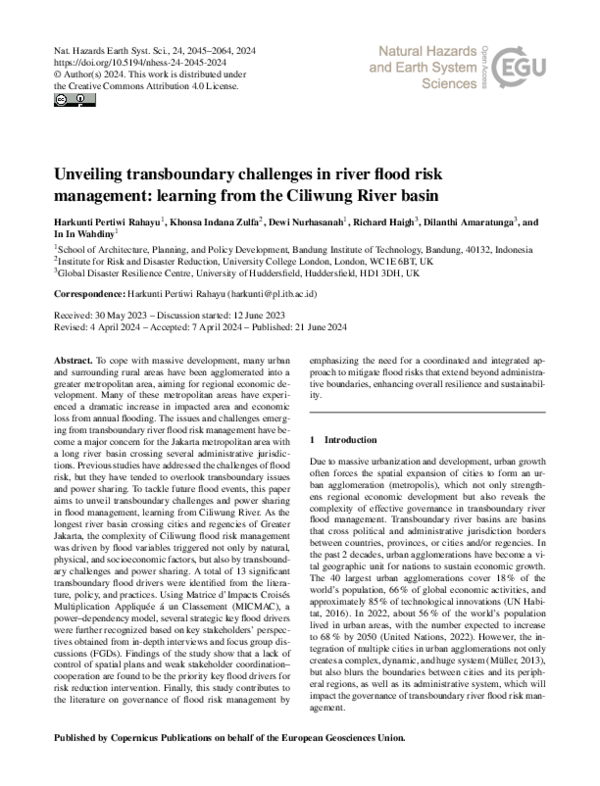 (PDF) Unveiling transboundary challenges in river flood risk management ...