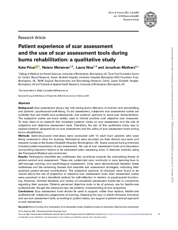 (PDF) Patient experience of scar assessment and the use of scar ...