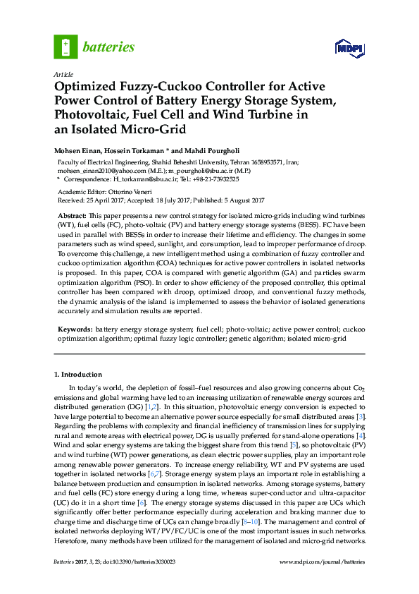 (PDF) Optimized Fuzzy-Cuckoo Controller for Active Power Control of Battery Energy Storage ...