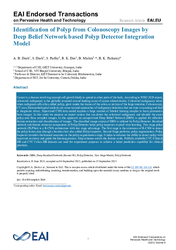 Pdf Identification Of Polyp From Colonoscopy Images By Deep Belief Network Based Polyp