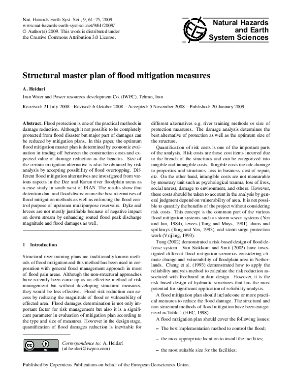 (PDF) Structural master plan of flood mitigation measures