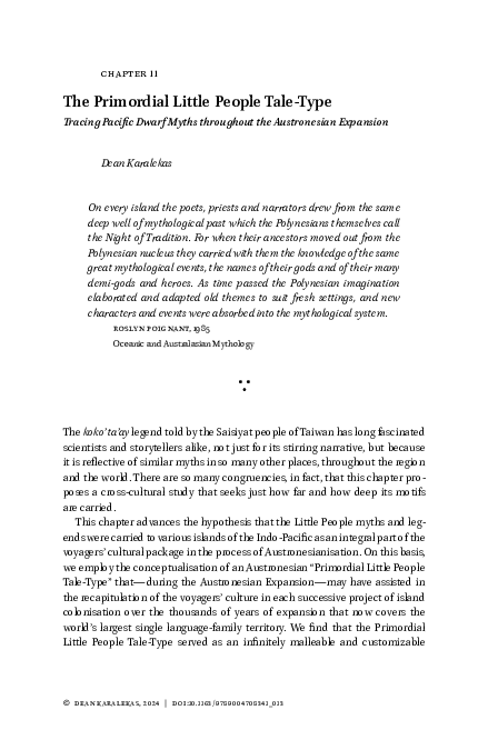 (PDF) The Primordial Little People Tale-Type: Tracing Pacific Dwarf ...
