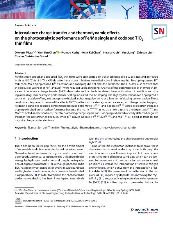 (PDF) Intervalence charge transfer and thermodynamic effects on the ...