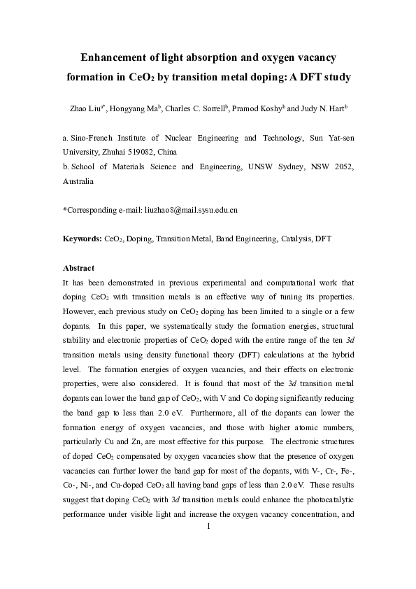 (PDF) Enhancement of light absorption and oxygen vacancy formation in ...