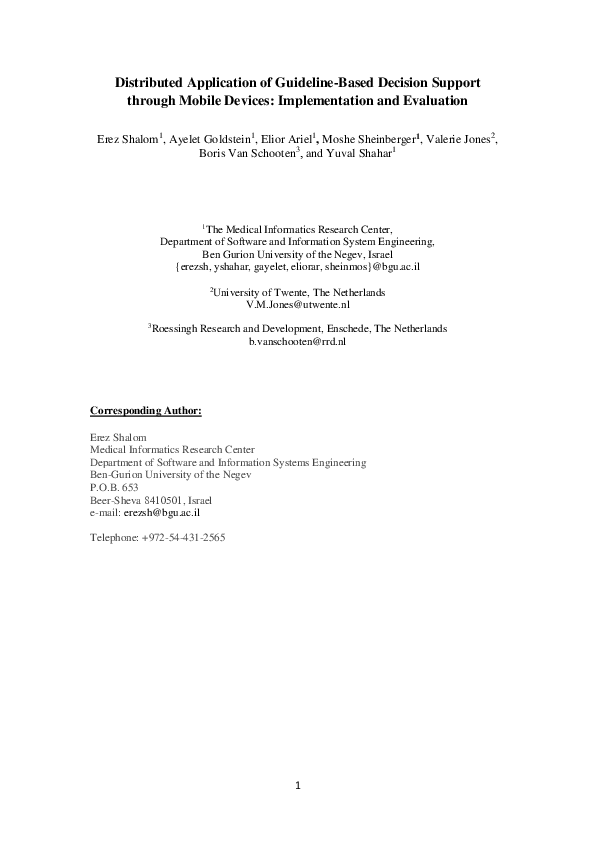Pdf Distributed Application Of Guideline Based Decision Support Through Mobile Devices