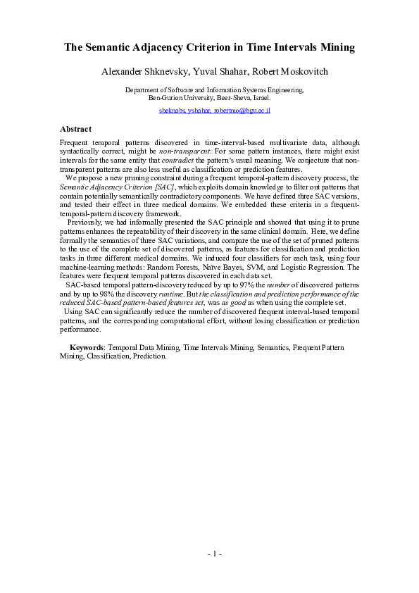 (PDF) The Semantic Adjacency Criterion in Time Intervals Mining