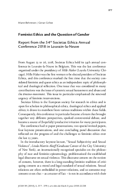 (PDF) Feminist Ethics and the Question of Gender