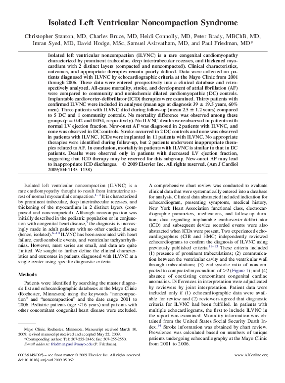 (PDF) Isolated Left Ventricular Noncompaction Syndrome