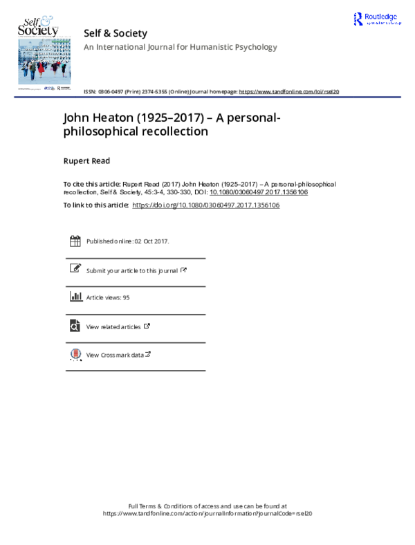 (PDF) John Heaton (1925–2017) – A personal-philosophical recollection