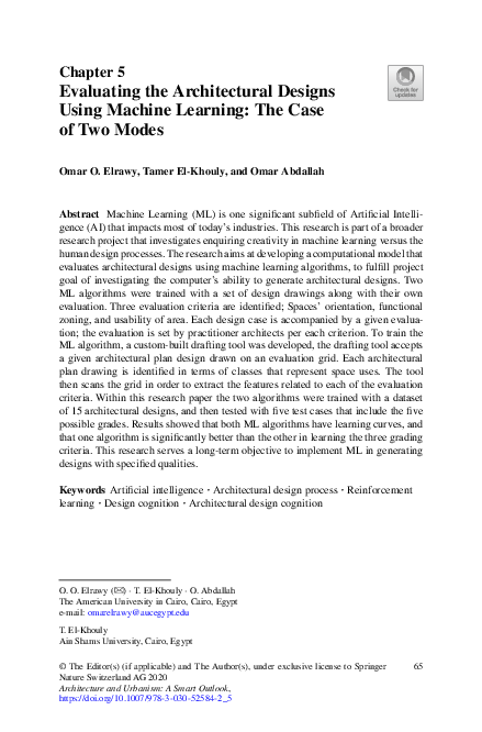 (PDF) Evaluating the Architectural Designs Using Machine Learning: The Case of Two Modes