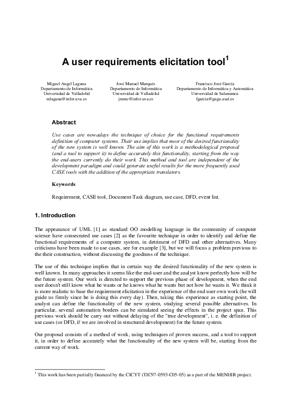 (PDF) A user requirements elicitation tool