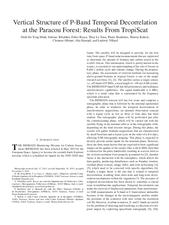 (PDF) Vertical Structure of P-Band Temporal Decorrelation at the ...