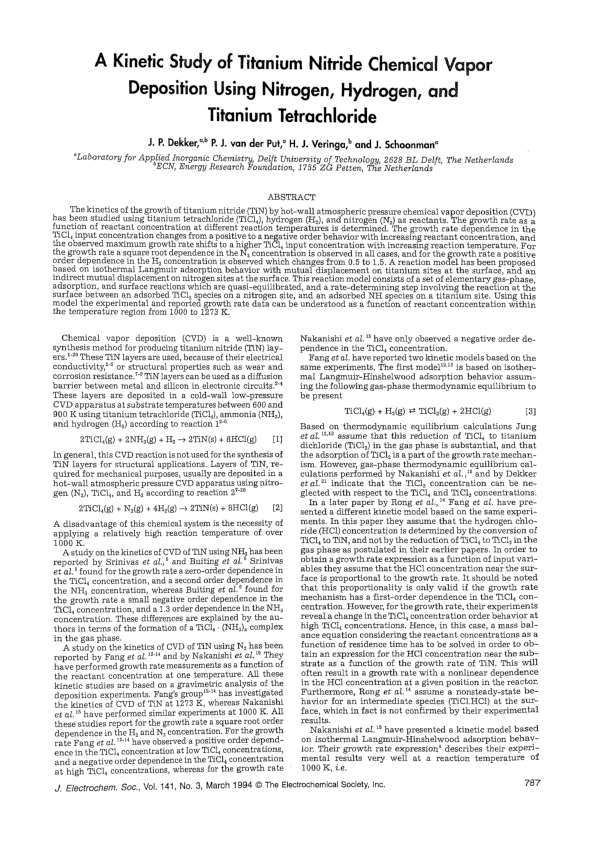 (PDF) A Kinetic Study of Titanium Nitride Chemical Vapor Deposition ...