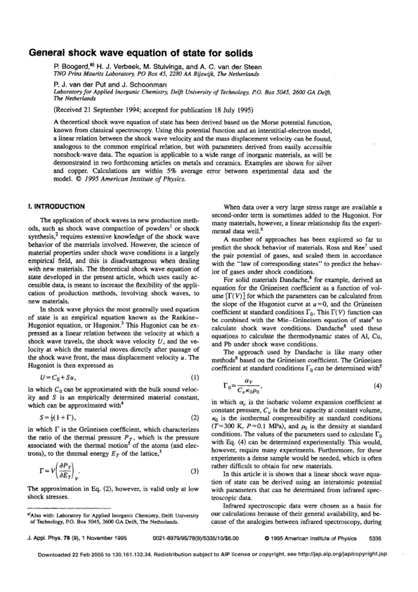 (PDF) General shock wave equation of state for solids