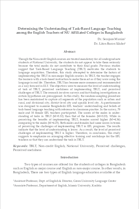 (PDF) Determining the Understanding of Task-Based Language Teaching ...
